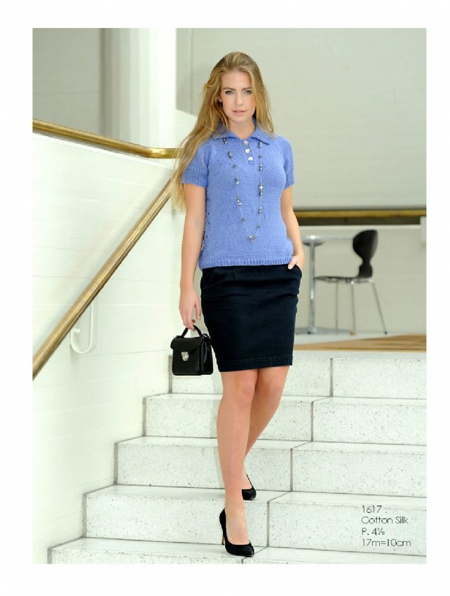 Striktrøje med korte ærmer strikkeopskrift nr 1617 - Strikkeopskrifter damer - Vivisbutik.dk